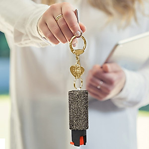 Hope Bobbie Bling-it-On Pepper Spray Rhinestone Keychain-Maximum Strength OC Spray for Self Defense-Fashionable Key Holder-7ft (2M) Range for Women (Black)