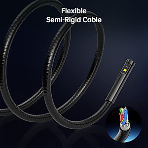 Triple Lens Endoscope Camera, Teslong Industrial Borescope Inspection Camera with Light, 16.5ft Flexible Automotive Scope Camera Snake Probe, Home Waterproof Fiber Optic Bore Cam for Sewer(5" IPS LCD)