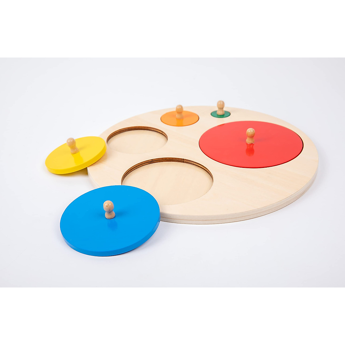Montessori Toys for 3+ Years Old-Shape Puzzle Board,Wooden Peg Circle Puzzle,Jumbo Knob Puzzles for Baby Games Shape Sorter First Baby Puzzle for Toddler Gift for Boys Girls(Multiple Circle Puzzles)