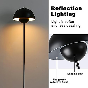 COSYLUX Modern Floor Lamp for Living Room, Industrial Tall Standing Lamp for Bedroom, Metal Shade Reflecting Light Reading Floor Lamp for Office, Nursery Room, Corner(Black)