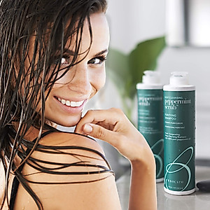 Brocato Peppermint Scrub Shampoo and Conditioner Liter Duo, 32oz Each | Fresh, Invigorating, Cleaning & Moisturizing | Pure Peppermint Oil For All Hair Styles