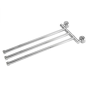 Swivel Towel Bar, 201 Stainless Steel 2/3-Arm Wall Mounted Towel Rack, for Bathroom Kitchen Space Saving Swing Out Towel Hanger Holder (3 arm)