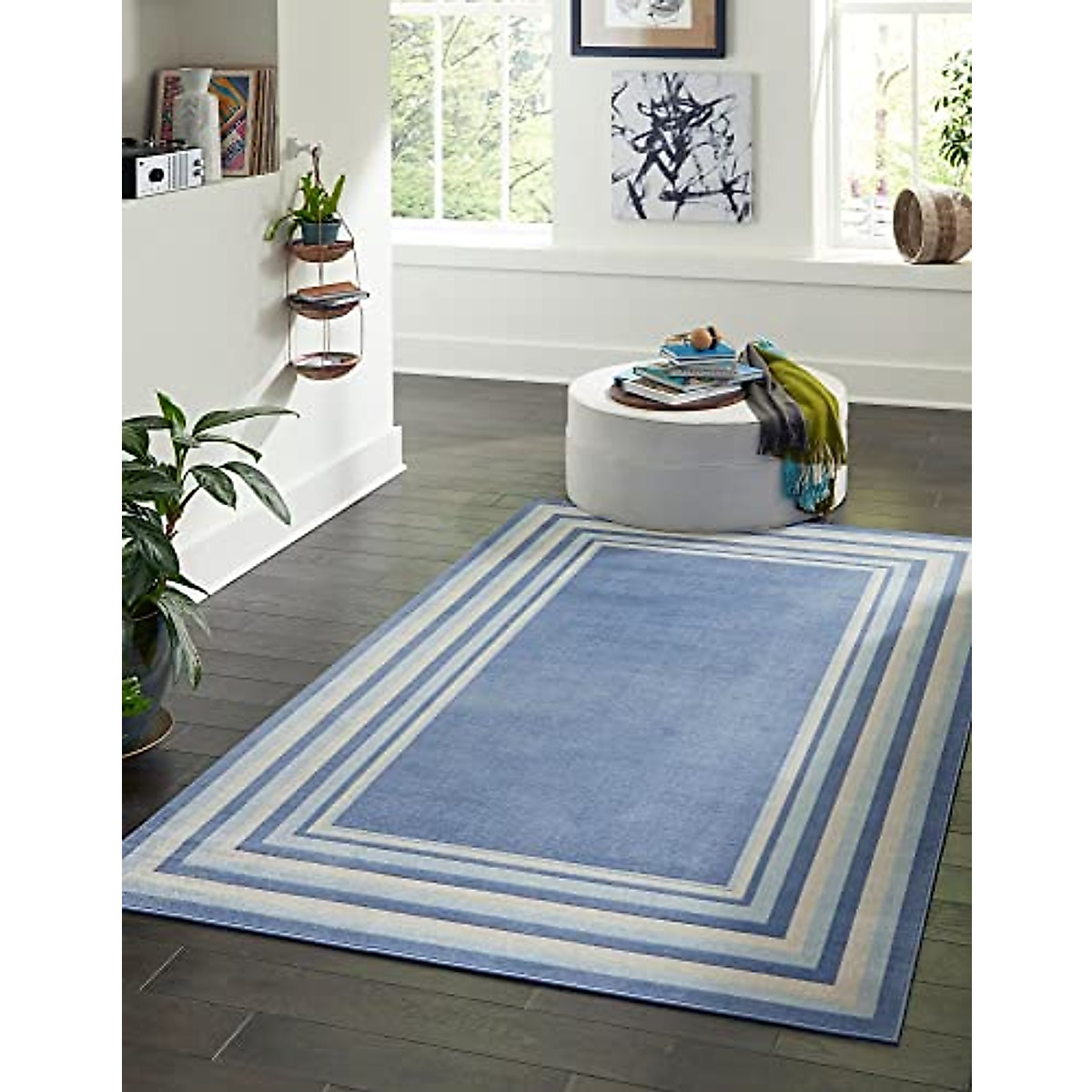 Unique Loom Lotus Collection Area Rug - Guyana (5' x 8' Rectangle, Blue/Light Blue)