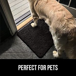 Gorilla Grip Ultra Absorbent Grippy Doormat for Muddy Dog Paws, 36x24 Machine Washable Soak Stopper Rugs Cleaner Floors, Bed Mat for Dirty Dogs, Indoor Entrance Door Rug Pet Bed Mats Black