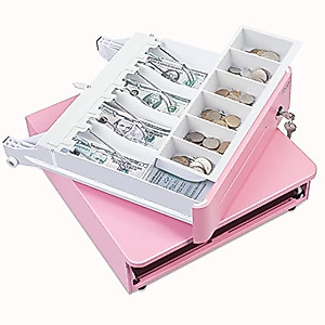 Tera 13" Auto Open Cash Register Drawer Heavy Duty with Micro Switch Fully Removable Insert Tray 5 Keys 4 Bill 6 Coin Media Slot 12V RJ12 Key-Lock (Round Corner) for POS System Small Business 330R
