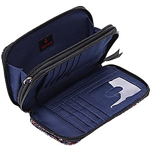 Brentano Cotton quilted double-zipper crossbody wallet purse and clutch (BABYSBREATH)