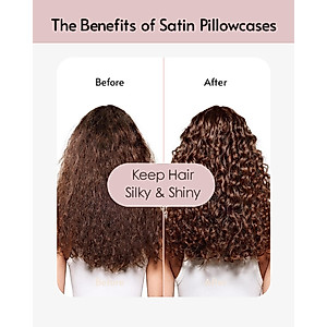 Yanideer Satin Pillowcase for Hair & Skin Travel Elastic Band Cooling Satin Pillowcases - Satin Pillow Case Cover Pillow Cases Standard Size Queen, White