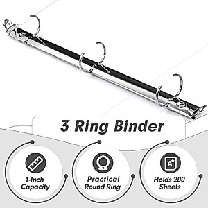 3 Ring Binder 1 Inch, PANDRI 6 Pack 1-Inch Binder Fits Letter Size 8.5'' x 11'' Paper, Versatile Binders for Office Home School, 2 Pockets, White