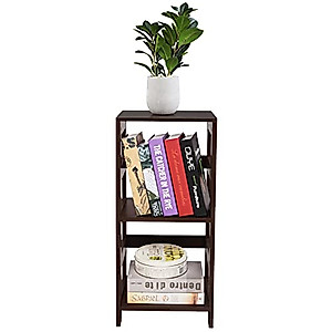Small Bookshelf for Small Spaces, 3 Tier Book Shelf Organizer, Wooden Narrow Bookcase, Short Bookshelf for Bedroom, Living Room, Home, Office (13" W x 11" D x 29" H, Dark Brown)