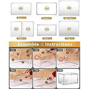 Football Display Case Full Size, Clear Acrylic Football Case Display Case with Magnetic Door and UV Protection, Professional Grade Stackable Football Display Box - 1 Pack