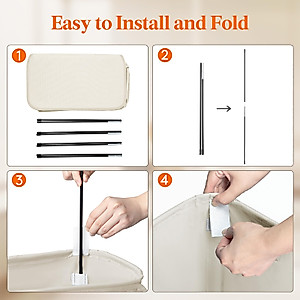 Lifewit 65L Slim Laundry Hamper, Small Laundry Basket with Lid, Dirty Narrow Collapsible Clothes Storage with Easy Carry Extended Handles, Tall Hampers for Bedroom Laundry Room, White, 2 Packs