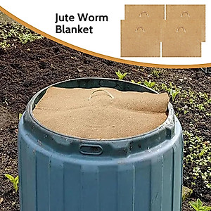 Peosaard Worm Blanket 4Pcs 24x24in Jute Fiber Easy Cutting Worm Bin Blanket for Composting with Pull Ring Foldable Worm Blankets for Worm Farm Worm Composting Bin, Worms for Composting