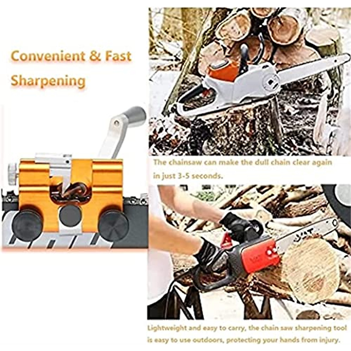 Chainsaw Chain Sharpening Jig - Chainsaw Sharpener Kit, Deluxe Chainsaw Sharpening, Suitable for All Kinds of Chain Saws and Electric Saws, for Lumberjack & Garden Worker（Golden）
