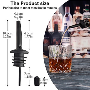 JNWINOG 12 Pack Liquor Pourers Stainless Steel Gold Classic Bottle Pourers Tapered Spout Liquor Bottle Pourers for Alcohol, Olive Oil Dispenser Spout with Rubber Cap (Matte Black)