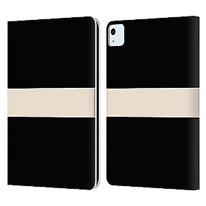 Head Case Designs Officially Licensed Kierkegaard Design Studio Stripe Minimalist Black Cream Art Leather Book Wallet Case Cover Compatible with Apple iPad Air 2020/2022