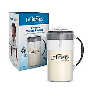 Dr. Brown's Baby Formula Mixing Pitcher with Adjustable Stopper, Locking Lid, & No Drip Spout, 32oz, BPA Free, Black