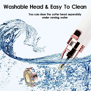 kuzuwill Facial Hair Remover for Women, Rechargeable Eyebrow Razor & Painless Hair Remover, Eyebrow Lips Body Facial Hair Removal for Women with Built-in LED Light, Extra 4 Eyebrow Tweezers