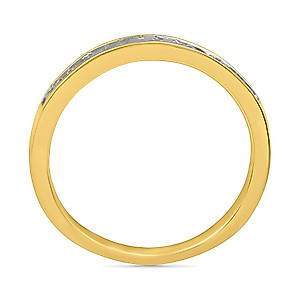 DGOLD 10KT Yellow Gold Round Diamond Anniversary Ring (1/10 CTTW), 8.5