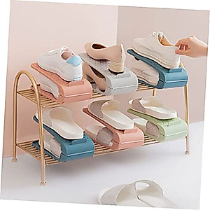 CIYODO 6 pcs Stack Organizer Height Shoes Storage Heel Saving Racks Use Organizers Slots High Holder Deck Grey Display Rack Double -layer Sneaker Holders Space Organization Decker