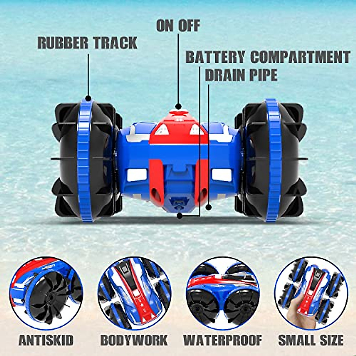 VOLANTEXRC Toys for 6-12 Year Old Boys, Amphibious RC Car for Kids, 2.4Ghz Remote Control Boat Waterproof 4WD Stunt Car, Gifts for Birthday, Christmas, Boys and Girls