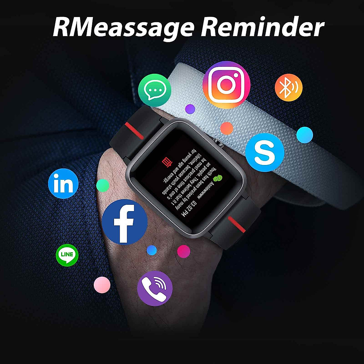 Smart Watch, Built-in GPS Fitness Tracker with All-Day Heart Rate and Activity Tracking* Monitoring, Full Touch Screen Fitness Watch, 14 Sport Modes, 5ATM Waterproof Men and Women (Black + Red)