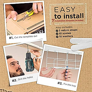 Under Desk Cable Management Tray - Under Desk Cable Organizer for Wire Management. Super Sturdy Desk Cable Tray. Perfect Standing Desk Cable Management Rack (White Wire Tray - Set of 2X 16'')