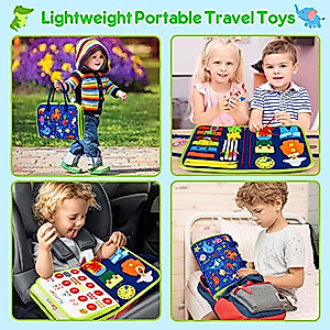Toddlers Busy Board Montessori Toys for 3 4 Year Old Boy Girl Gifts Sensory Toys Activity Board Busy Book for Learning Fine Motor Skills Autism Quiet Book Educational Toys for Toddlers Travel Toys