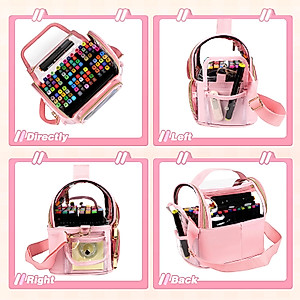 Liengoron Large Colored Pencil Case for 180 Pencils Pencil Case Organizer Colored Pencil Holder Color Pencil Case with 4 Pockets for Colored Pencils Paint Brushes Watercolor Pens Art Supplies, Pink