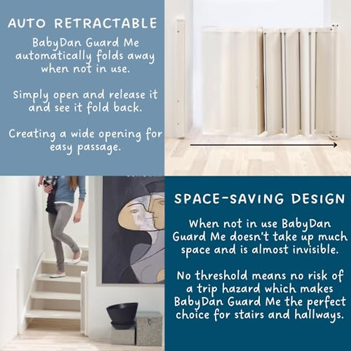 BabyDan Guard Me Retractable Safety Gate Extra Wide 25-44.6" - White