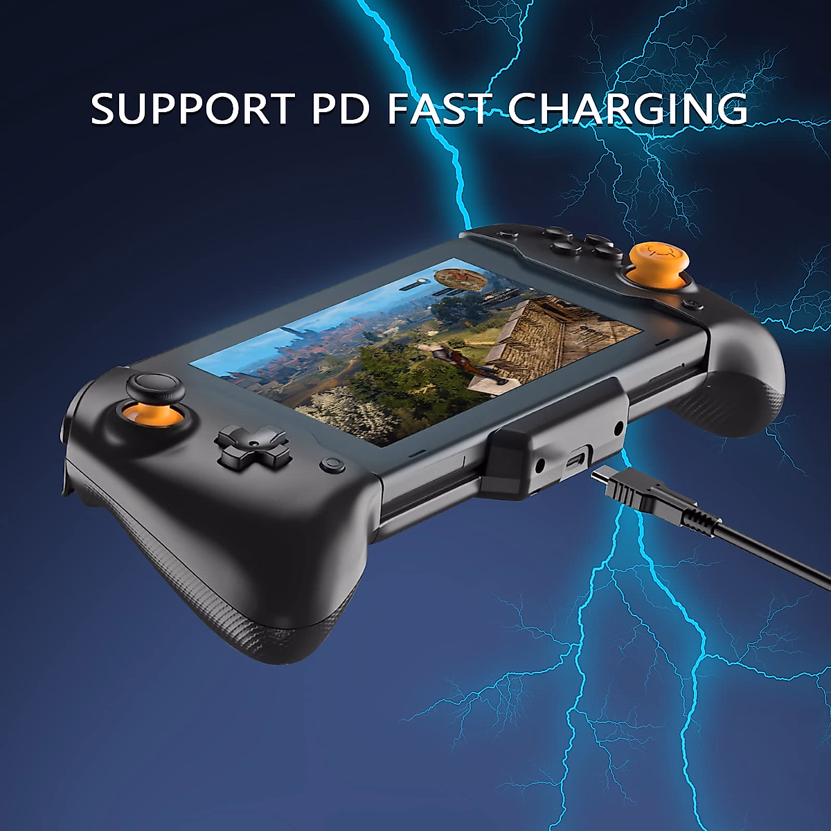 Nargos Grip Controller for Switch/Switch OLED, Ergonomic Handheld Gamepad with 6-Axis Gyro, Dual Motor Vibration and Screen Capture Button (Black)