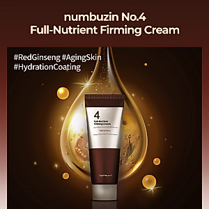 numbuzin No.4 Full-Nutrient Firming Cream | Skin Elasticity, Wrinkle Care, Anit-aging, Deeply Nourishing, Hydation | Red Ginseng, Panthenol, Niacinamide, Bifida | 2.02 fl. oz.