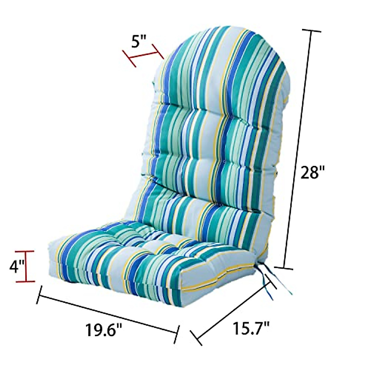 Enipate Weather Resistant Adirondack Chair Cushions High Back Indoor Outdoor Patio Tufted Thicken Lounge Cushion Seat Pads