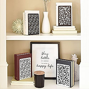 CNK Book Ends Bookends for Decorative Books Holder Bookend Shelves End Hold Heavy Duty Holders Stoppers Metal Stopper Cute Boho Bookshelf Holds Cookbook Office Home Set of 2 Bookends Pair Black