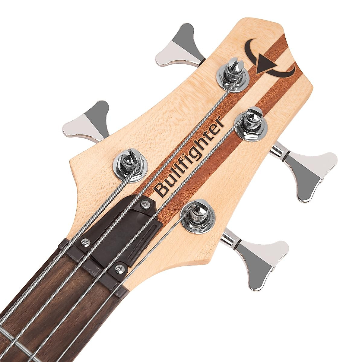 Bullfighter 4 String Electric Bass Guitar, Full Size Standard Right Handed Rosewood Fretboard Bass Kit with Gig Bag Strap Cable (wood)