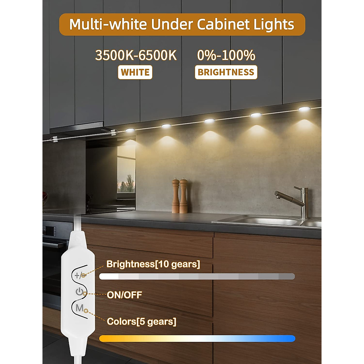 MATICOD Under Cabinet Lights Plug in Dimmable White LED Under Cabinet Lighting, Bluetooth Smart APP Remote Control Closet Lights Kitchen Lights, Under Counter Lights for Kitchen, Cabinet