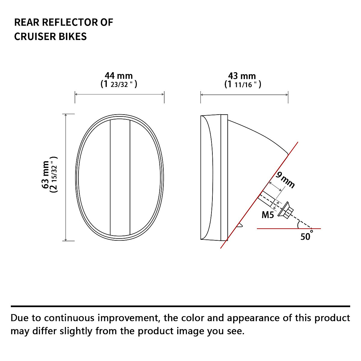 MFC PRO Red Oval Rear Bicycle Mudguard Fender Cycling Safety Warning Reflectors for Cruiser Bikes (Red)