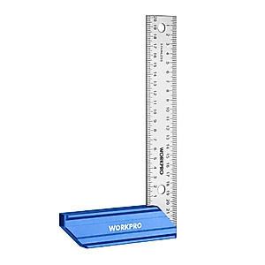 WORKPRO 8 Inch Try Square with Aluminum Handle - Woodworking Square Precision for Professional Carpentry Use & Premium Stainless Steel Ruler