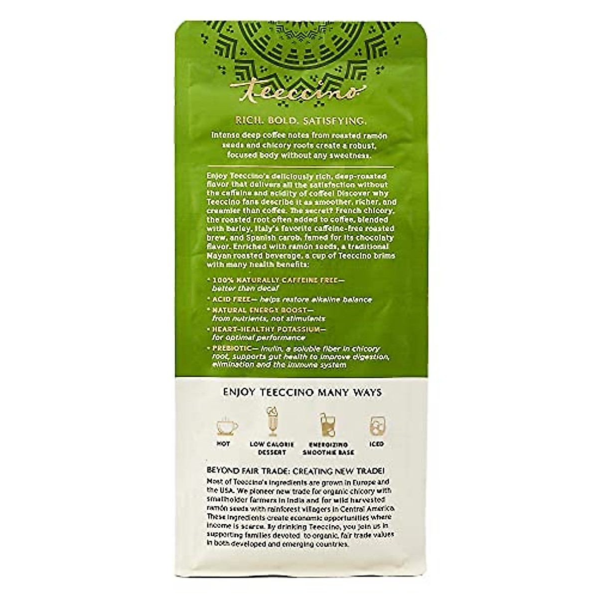 Teeccino Herbal Coffee Variety Pack - Vanilla Nut, French Roast, Maca Chocolaté - Ground Herbal Coffee That’s Prebiotic, Caffeine-Free & Acid Free, Dark Roast, 11 Ounce (Pack of 3)