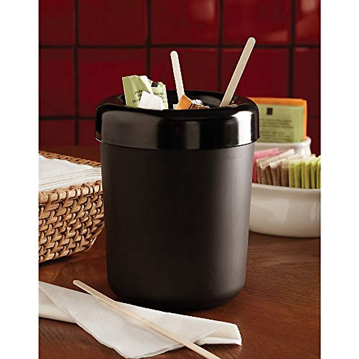 American Metalcraft MELWB American Metalcraft MELWB Waste Bin, Melamine, Table Top, 5" Diameter, 6" Height, Black, Melamine, Black