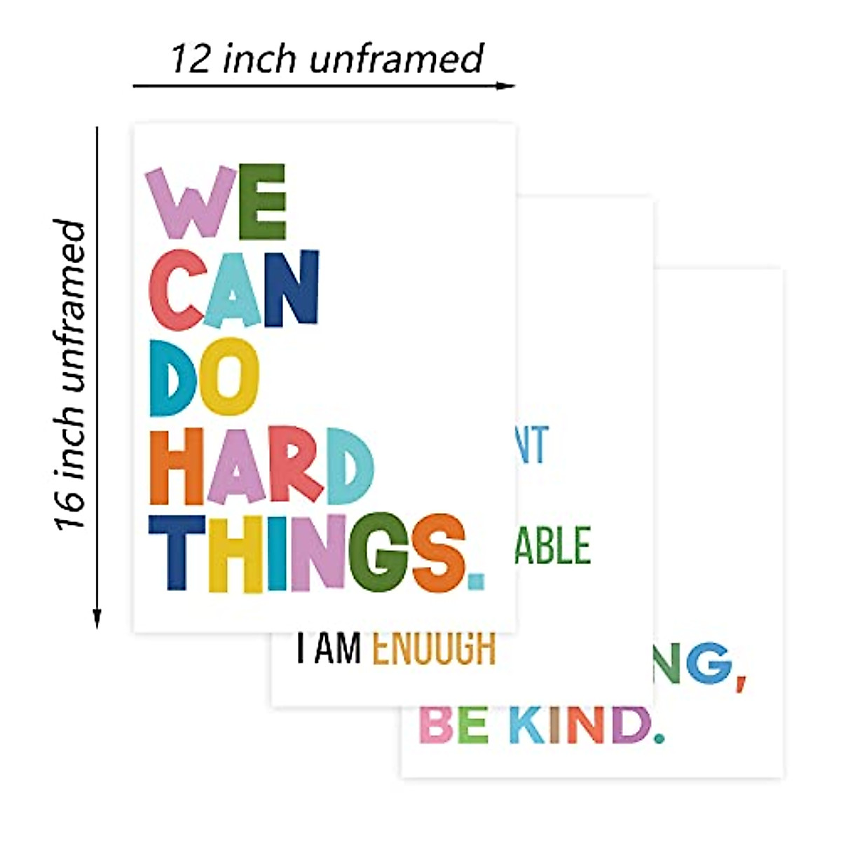 Pennclys Colorful Inspirational Quotes Wall Art Nursery Canvas Wall Decor Inspirational Art Prints Motivational Posters for Classroom Girls Kids Playroom Decor 12x16 Inch Unframed