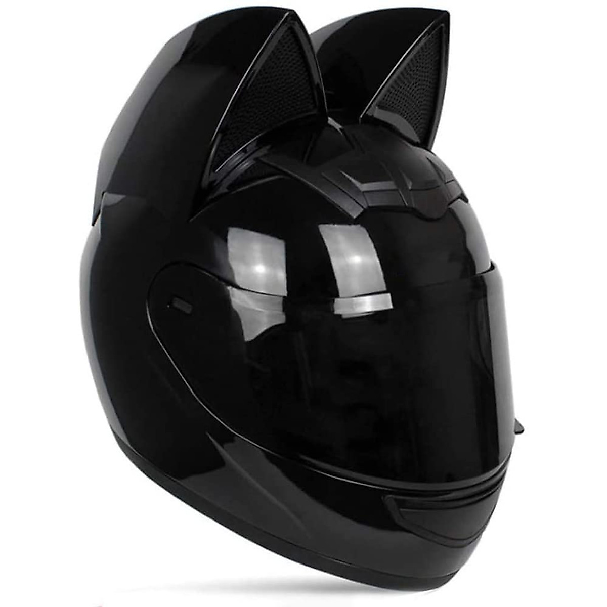 Adult Personalized Cat Ear Motorcycle Helmet,Men and Women Cool Cat Locomotive Motorcycle Full Face Helmet,DOT/FMVSS-218 Certification Standard,Suitable for All Seasons