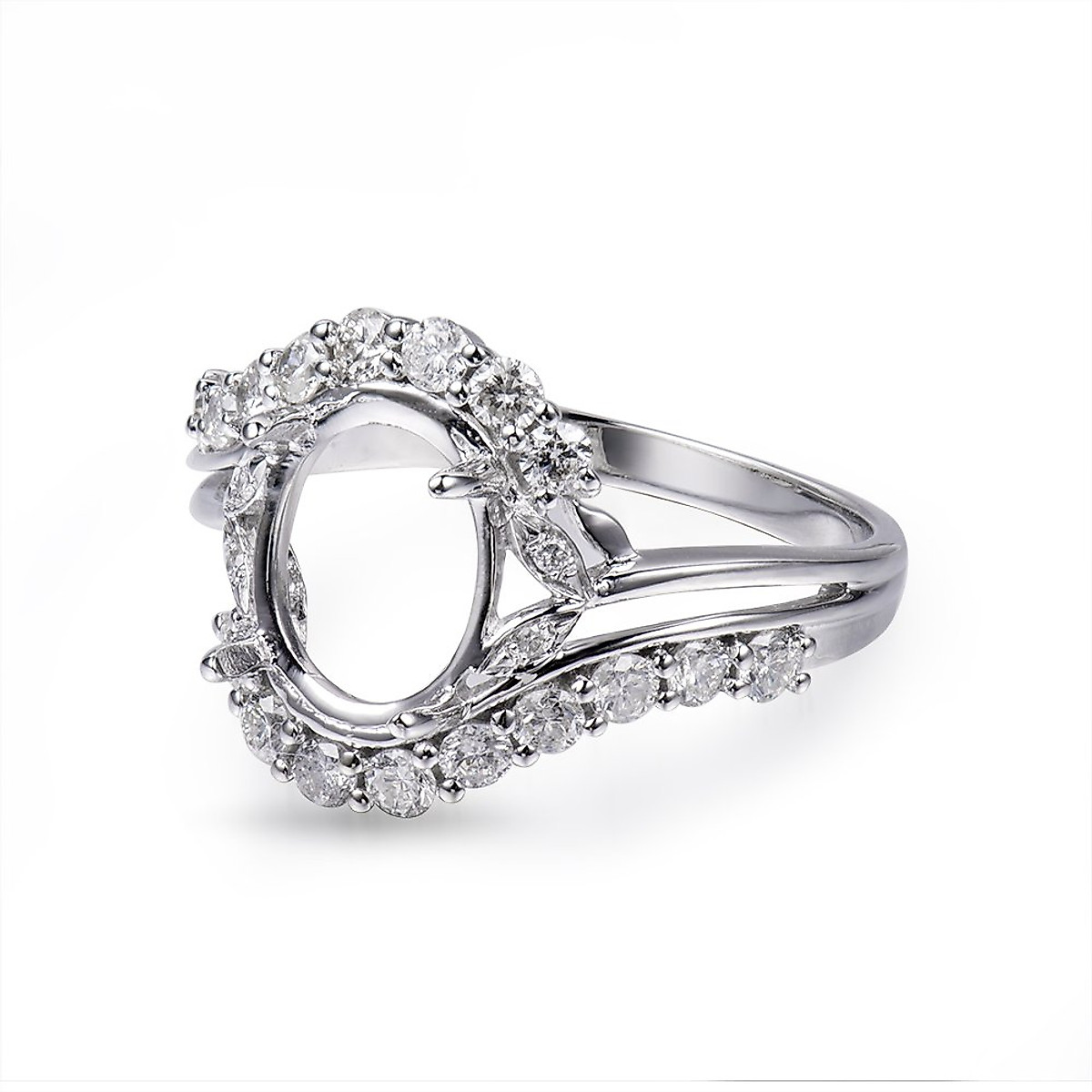 Lanmi Women's Oval 5X7mm 7.5X9.5mm 8X10mm 14K White Yellow Gold Diamond Semi Mount Engagement Wedding Ring Set