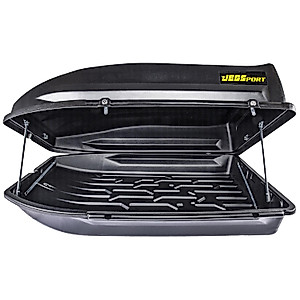 JEGS Rooftop Cargo Carrier for Car Storage - Large Roof Rack Cargo Carrier - Heavy Duty Weatherproof Storage - Made in USA - 18 Cubic Ft - 110 Lb Capacity - Aero Hard Shell Cargo Carrier
