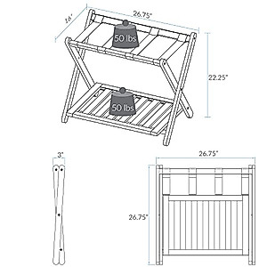 Casual Home Shelf-White Luggage Rack, 26.75" Wide