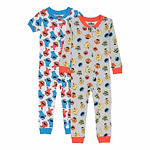 Sesame Street Girls' Footless Snug-fit Cotton Onesie Pajama, Soft & Cute for Kids, Grey, Orange, Blue, Green, Yellow, 2T