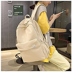 Sage Green Backpack for School, Aesthetic Backpack, Large-capacity Casual Rucksack Kawaii Backpack for Teen Girls (White)