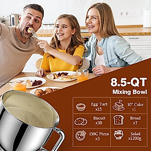 Stand Mixer CWIIM 8.5Qt 660W mixers kitchen electric stand mixer 6+P Speed stand up mixer with Dough Hook, Flat Beater, Whisk, Splash Guard, for dough mixer Baking Bread Cake Cookie Salad Egg (Black)