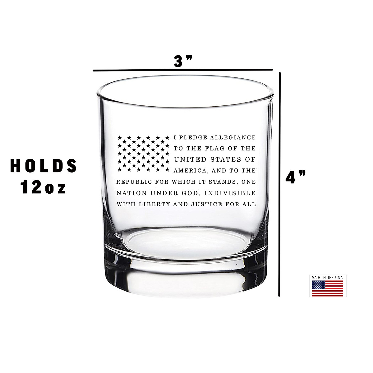 Rogue River Tactical Pledge Of Allegiance Old Fashioned Whiskey Glass Gift For Military Veteran Active Duty Patriotic American