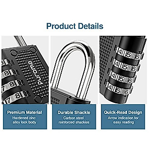 Puroma 2 Pack Combination Locks Outdoor Waterproof Padlock for School Gym Locker Outdoor Fence Hasp Cabinet Toolbox Locker (Black)