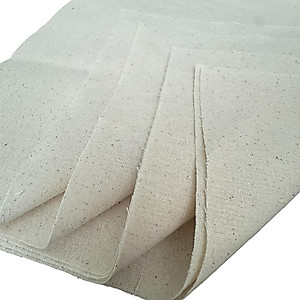 F as in Fabric Light Weight 100% Cotton Muslin Fabric Square Bundles, Unbleached Squares, Precut, Embroidery Squares (Natural, 10"x10" 15 Pieces)